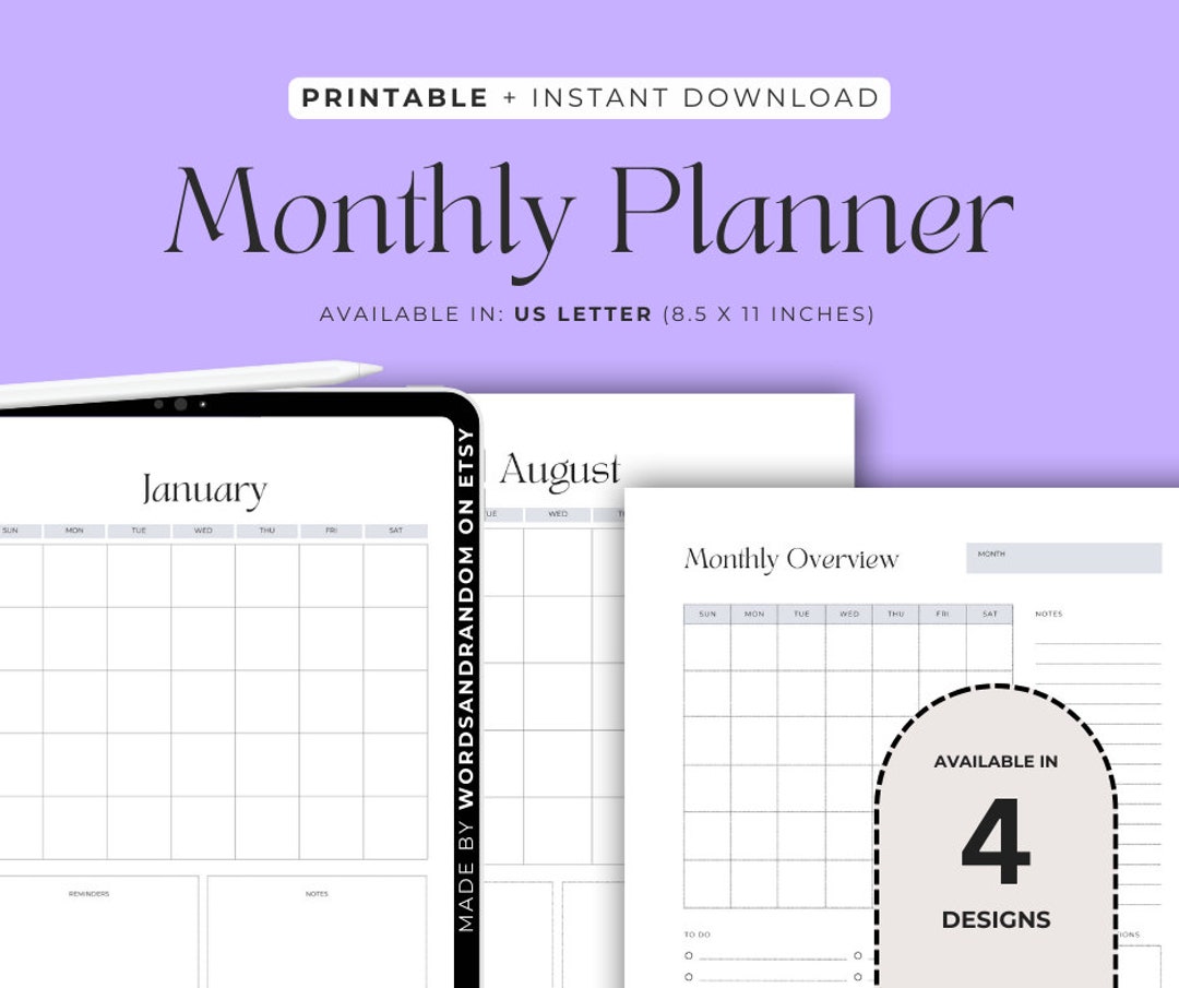 Monthly Planner, Printable Calendar, to Do List Printable, Calendar ...