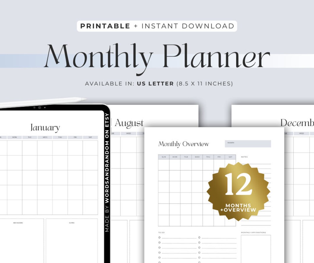 Monthly Planner, Printable Calendar, to Do List Printable, Calendar ...