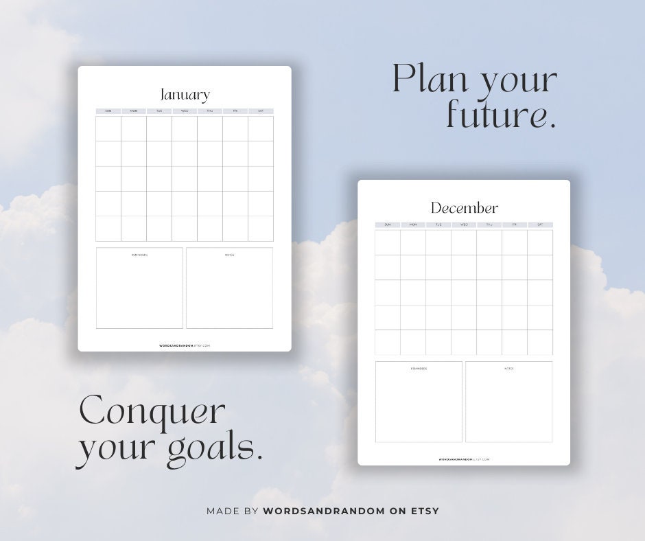 Monthly Planner, Printable Calendar, to Do List Printable, Calendar ...