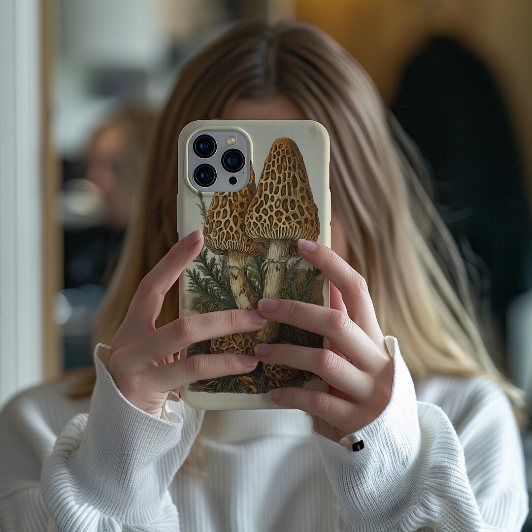 Vintage Morel Mushroom iPhone Case, Botanical Illustration, Forest ...