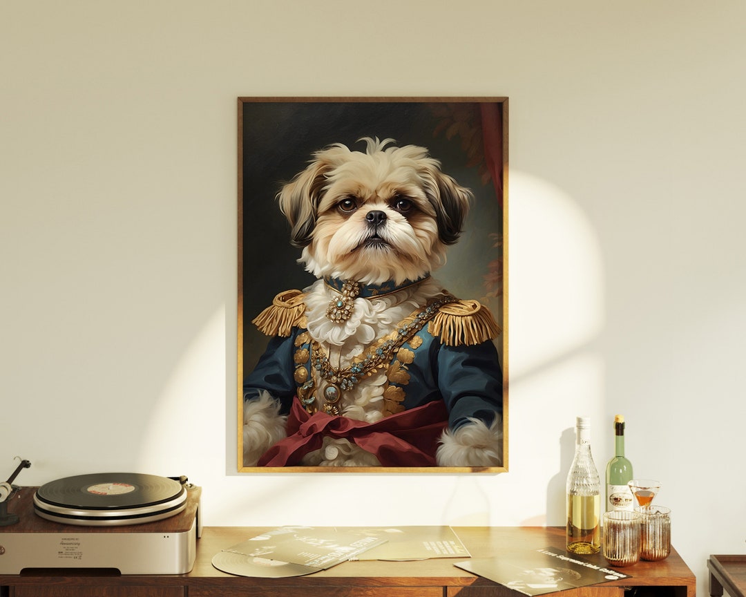Fancy Victorian Shih Tzu Physical Print Luxe Portrait, Royal Companion ...