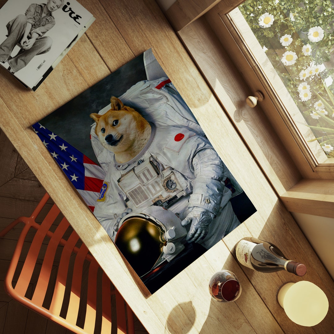 Astronaut Doge Meme Physical Print Space Dog Decor, Meme Wall Art ...