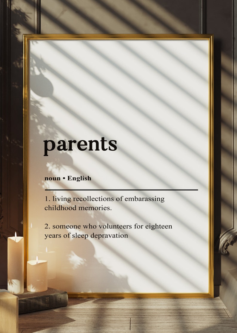 Parents Definition Metal Gift, Family Guidance Decor, Parental Love Art ...