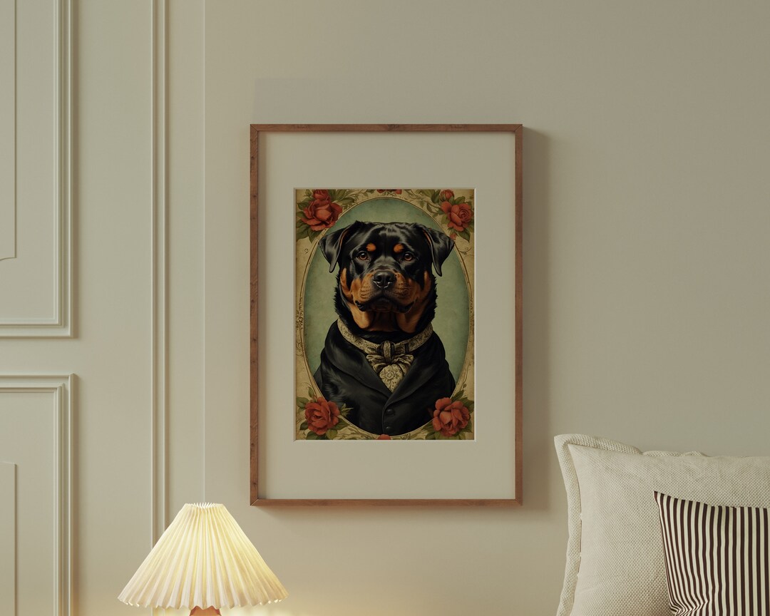 Victorian Portrait of a Rottweiler Metal Sign, Classic Dog Art, Home ...