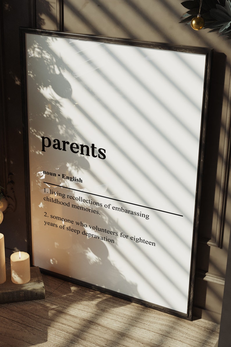 Parents Definition Metal Gift, Family Guidance Decor, Parental Love Art ...