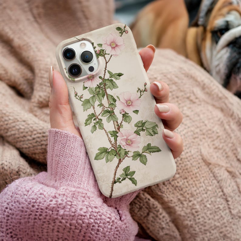 Vintage Botanical iPhone Case, Korean Mugunghwa Design, Rose of Sharon ...