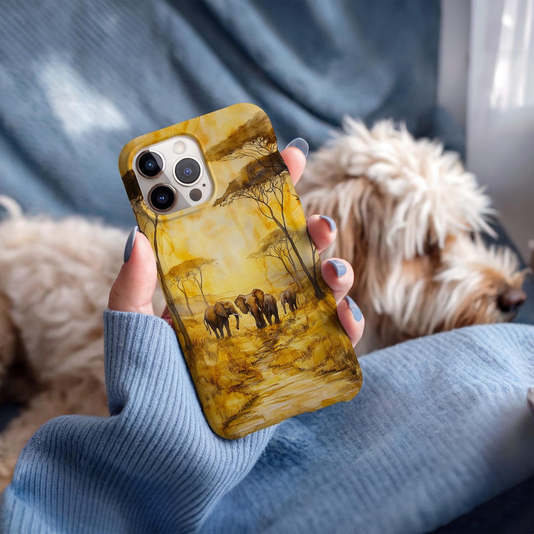 African Elephant iPhone Case, Watercolor Elephant Art, Wildlife Phone ...