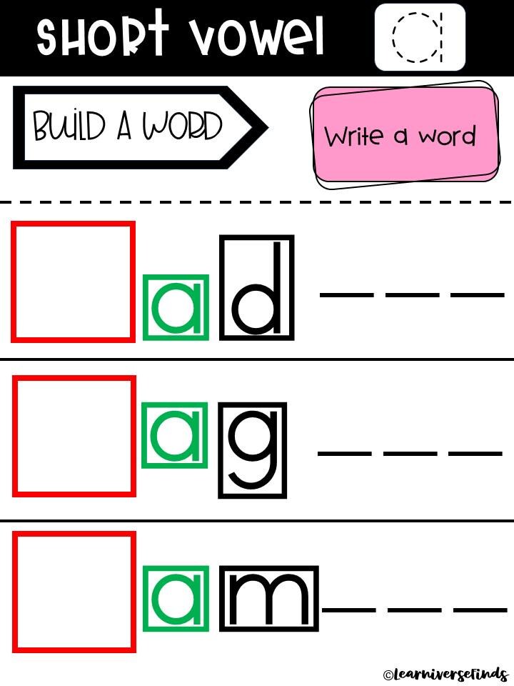 Short Vowel Build-a-word Activity - Etsy