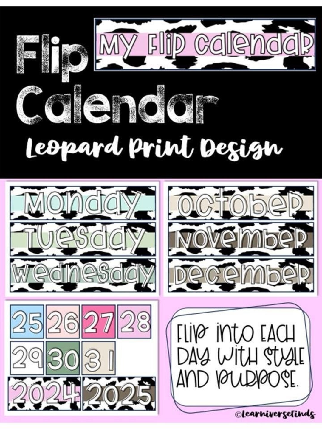 Flip Calendar (leopard Print Design) - Etsy