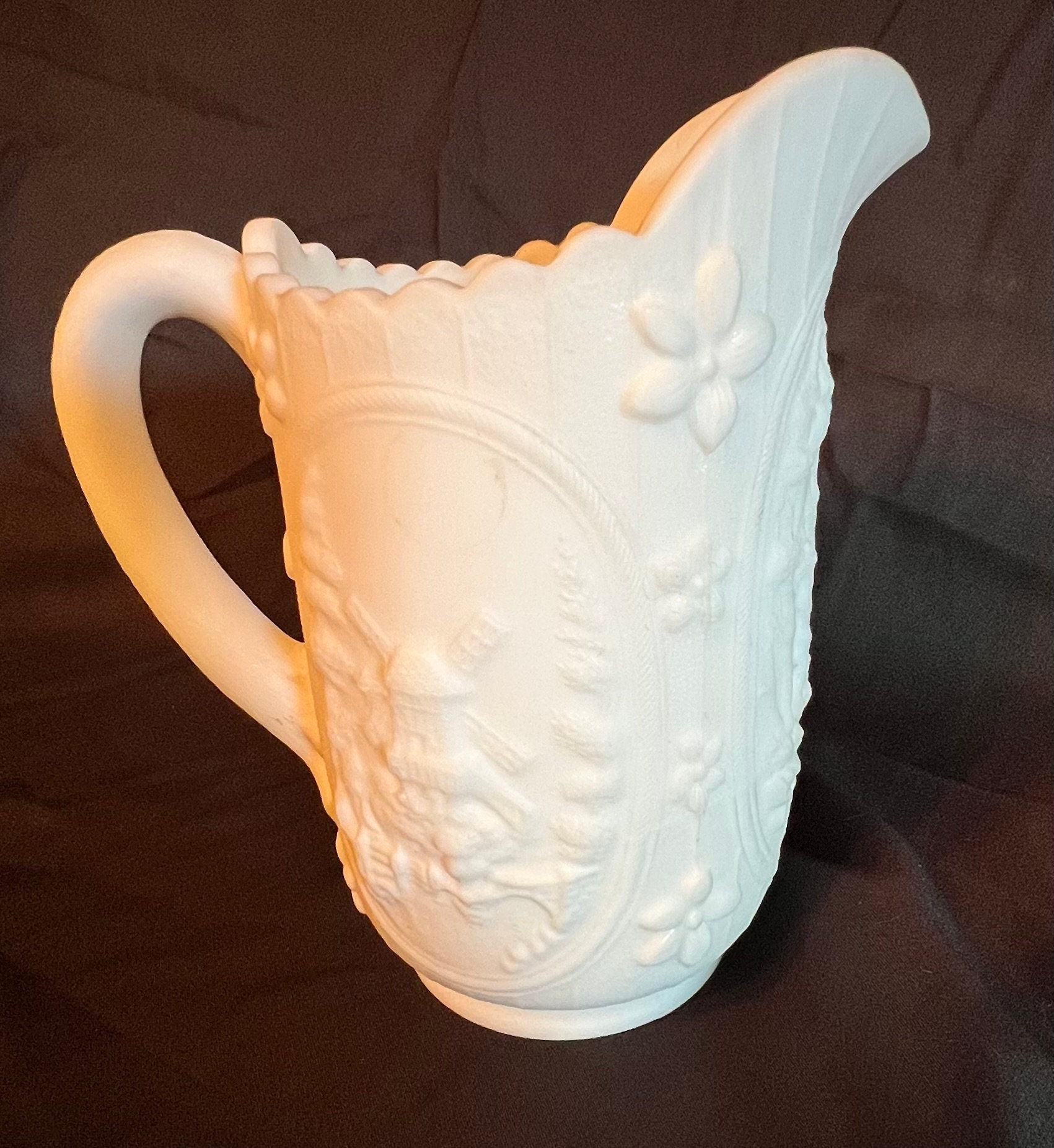Vintage Imperial Glass White Milk Glass Pitcher With Windmills ...
