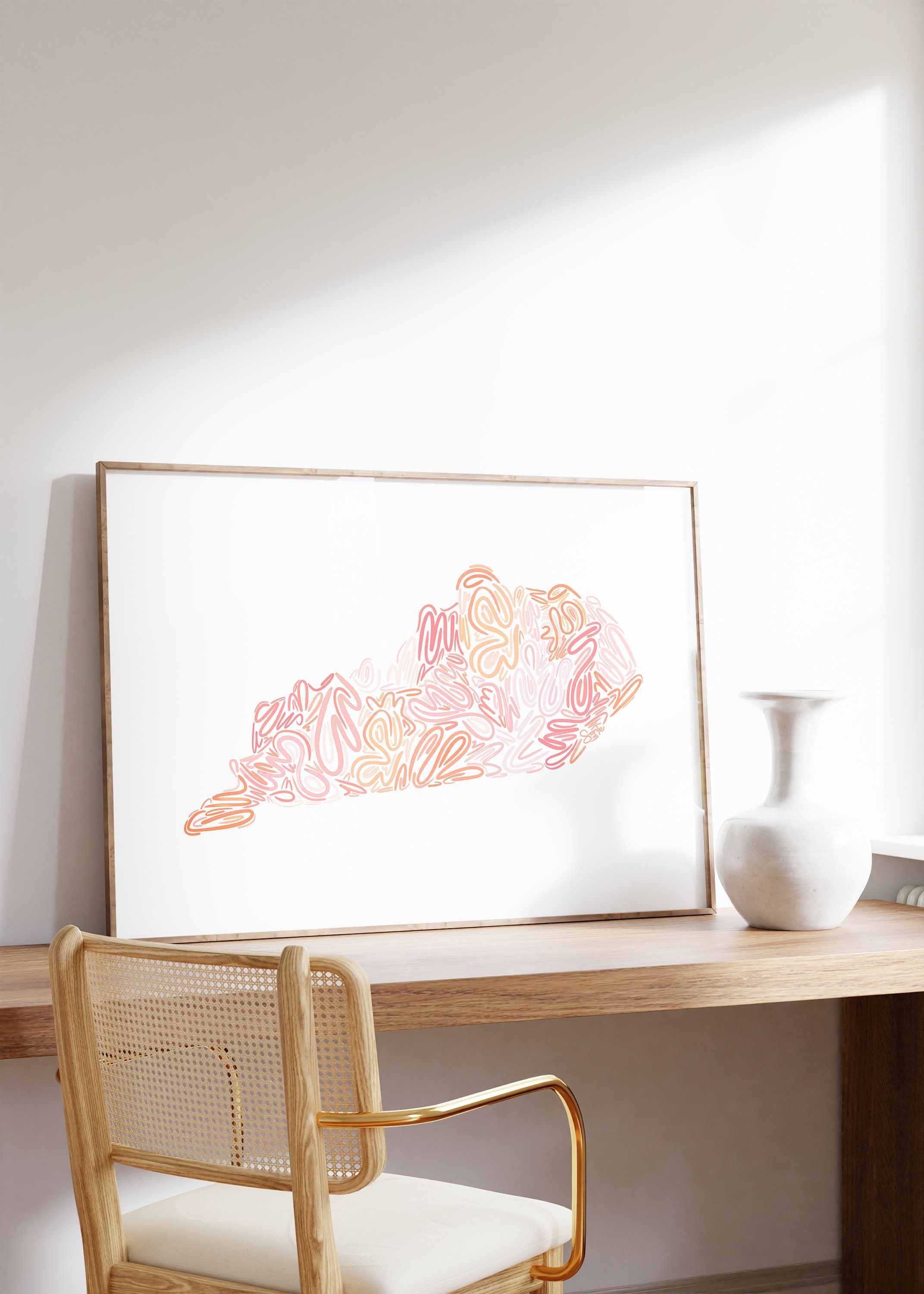 Kentucky State Map Art Print - DIGITAL DOWNLOAD, College Apartment ...