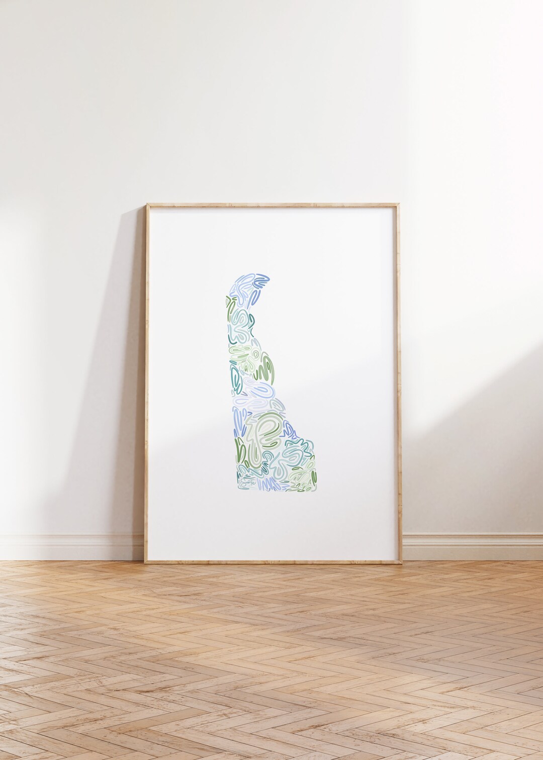 Delaware State Map Art Print - DIGITAL DOWNLOAD, College Apartment ...