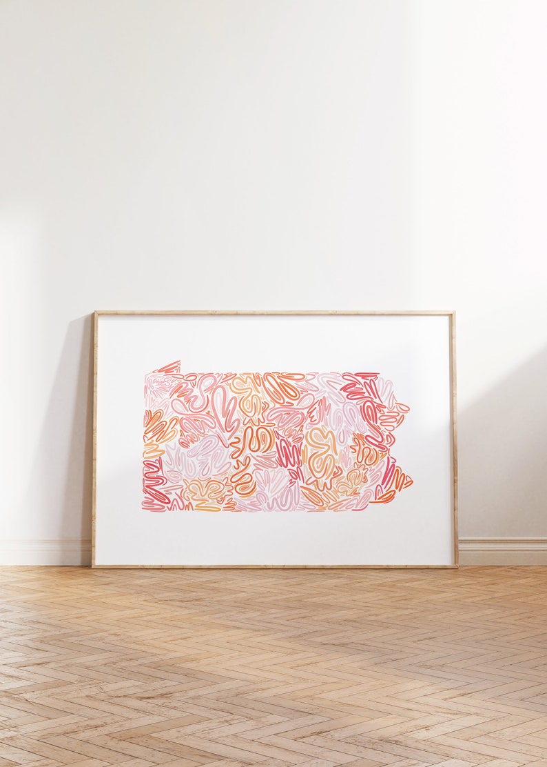 Pennsylvania State Map Art Print - DIGITAL DOWNLOAD, College Apartment ...