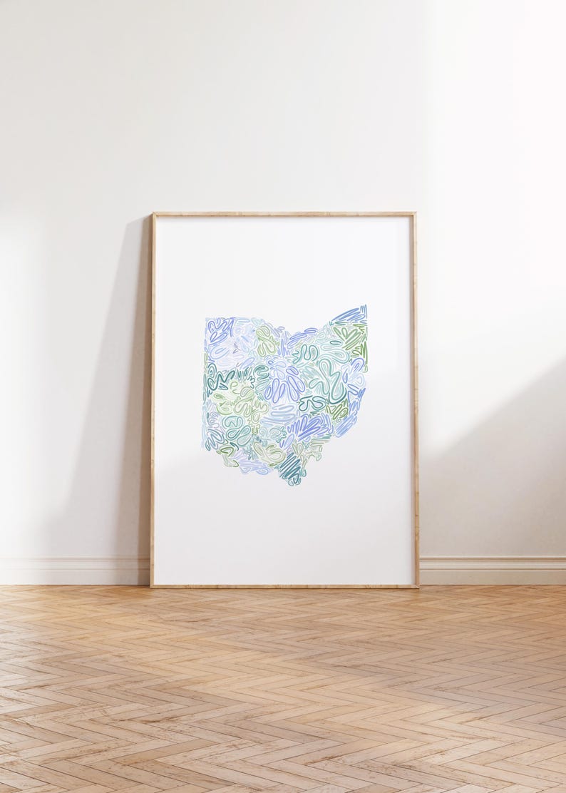 Ohio State Map Art Print - DIGITAL DOWNLOAD, Sante Creates - Etsy
