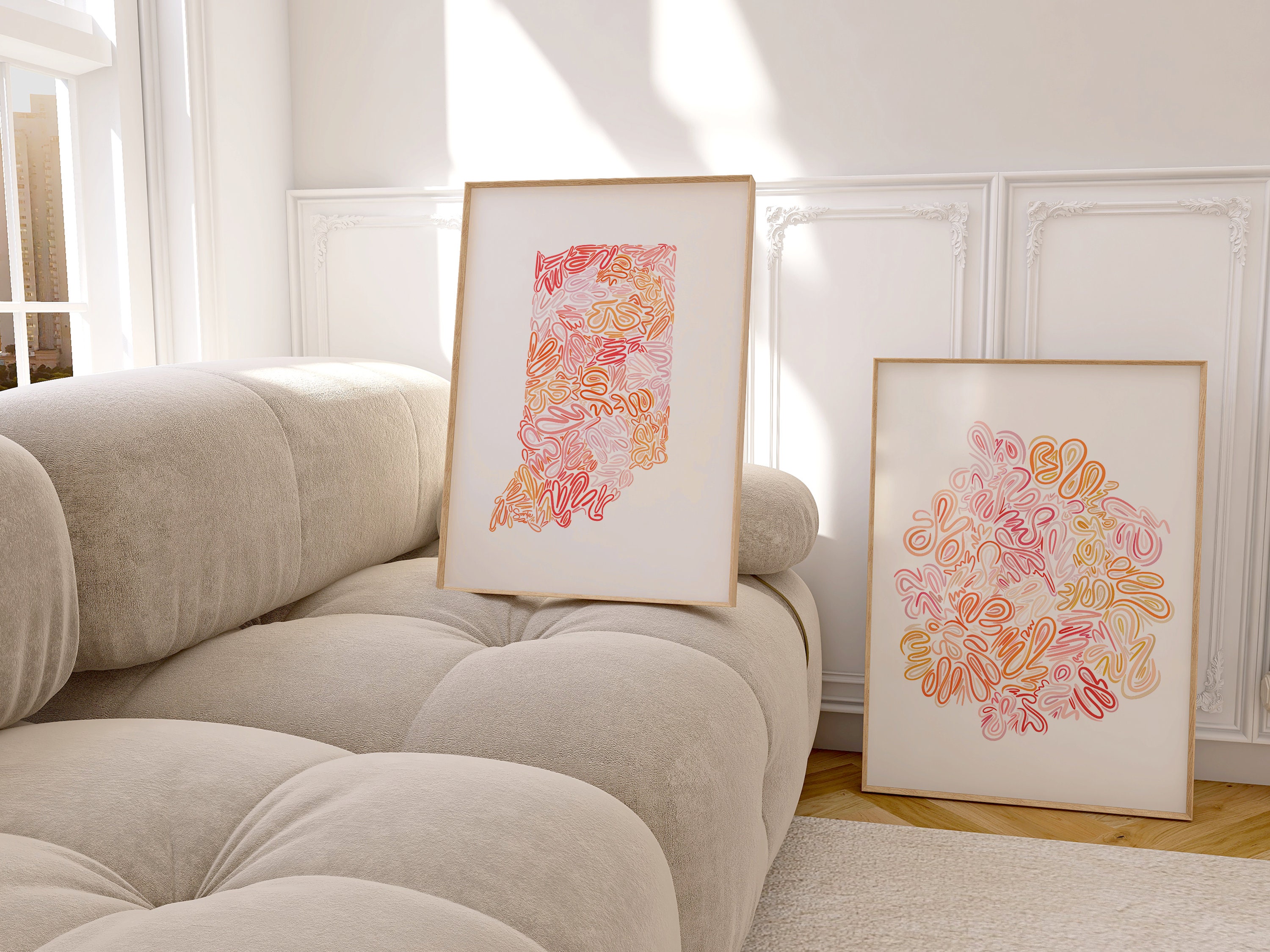 Indiana State Map Art Print - DIGITAL DOWNLOAD, College Apartment Decor ...