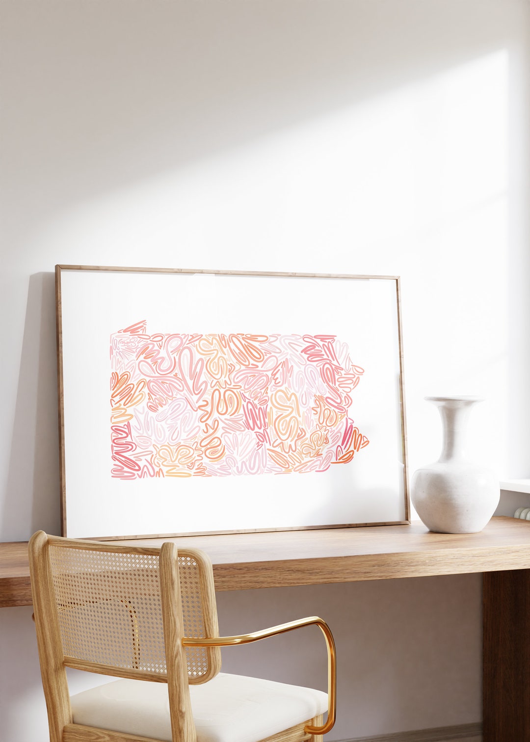 Pennsylvania State Map Art Print - DIGITAL DOWNLOAD, College Apartment ...