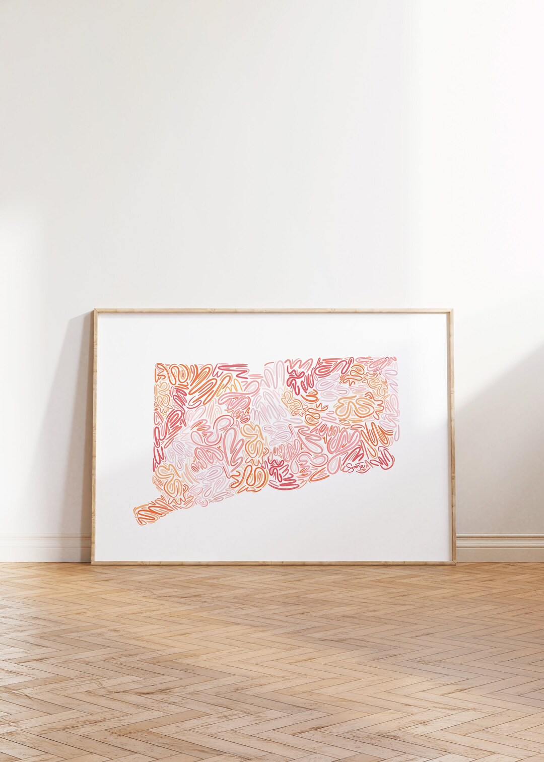 Connecticut State Map Art Print - DIGITAL DOWNLOAD, College Apartment ...