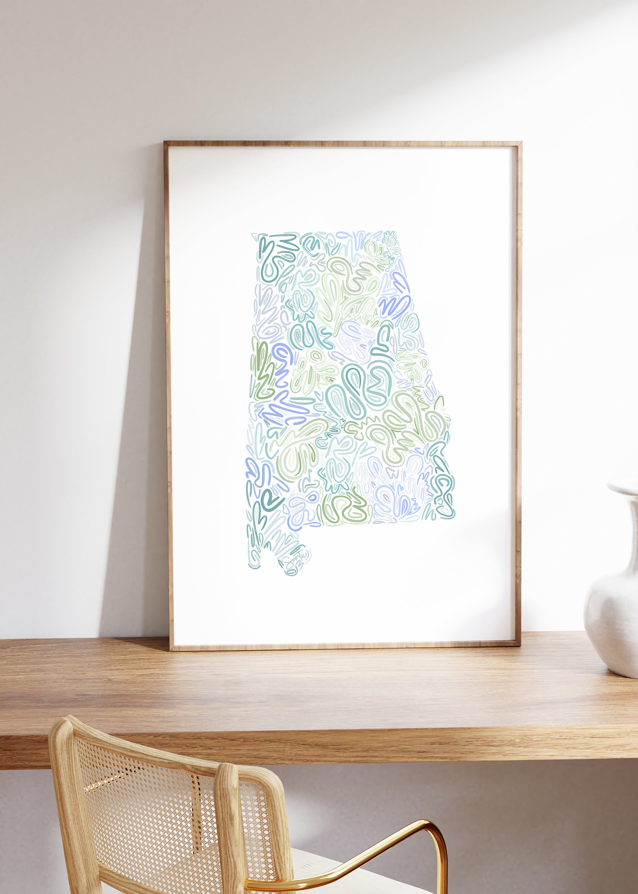 Alabama State Map Art Print - DIGITAL DOWNLOAD, College Apartment Decor ...