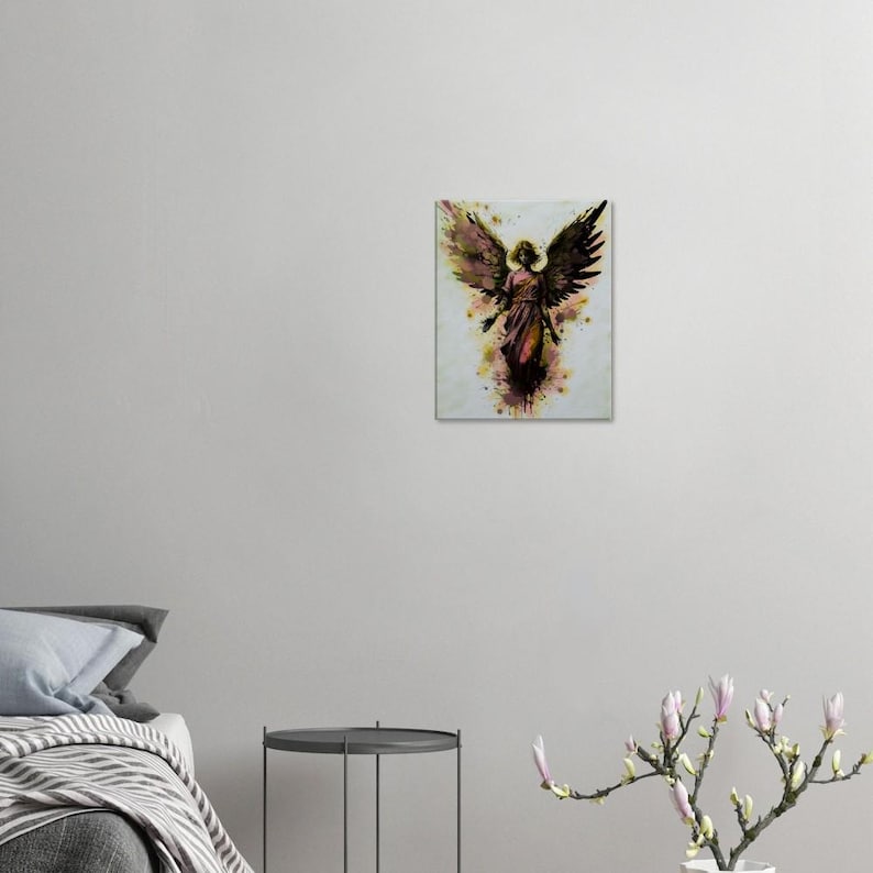 Portrait of an Angel in Flight - Modern Splash Color Canvas Art 16x20 ...