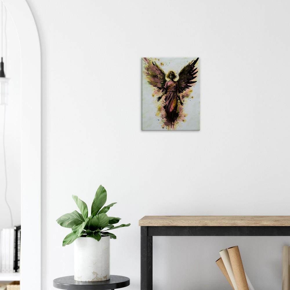Portrait of an Angel in Flight - Modern Splash Color Canvas Art 16x20 ...