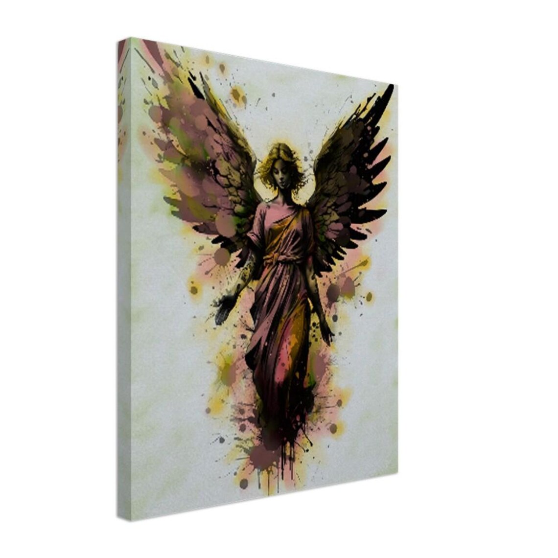 Portrait of an Angel in Flight - Modern Splash Color Canvas Art 16x20 ...