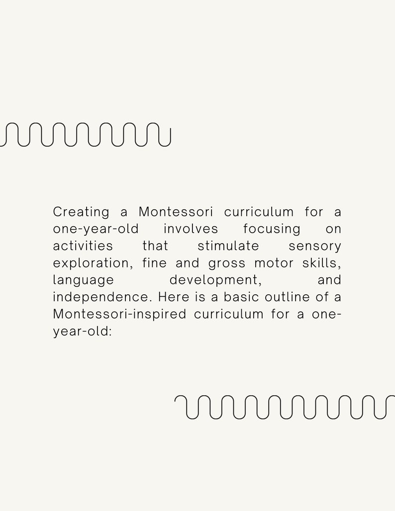 Montessori Curriculum for One-year-olds | Digital Download - Etsy