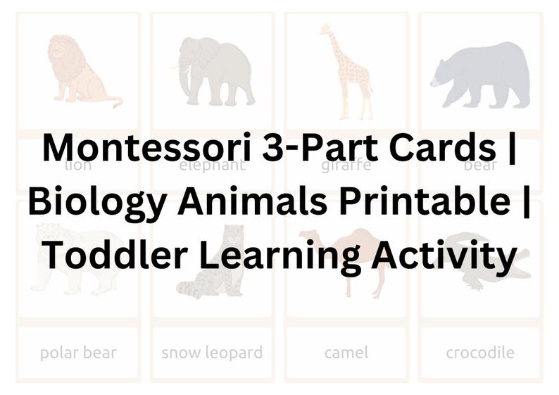 Montessori 3-part Cards | Animals Printable | Toddler Learning Activity ...