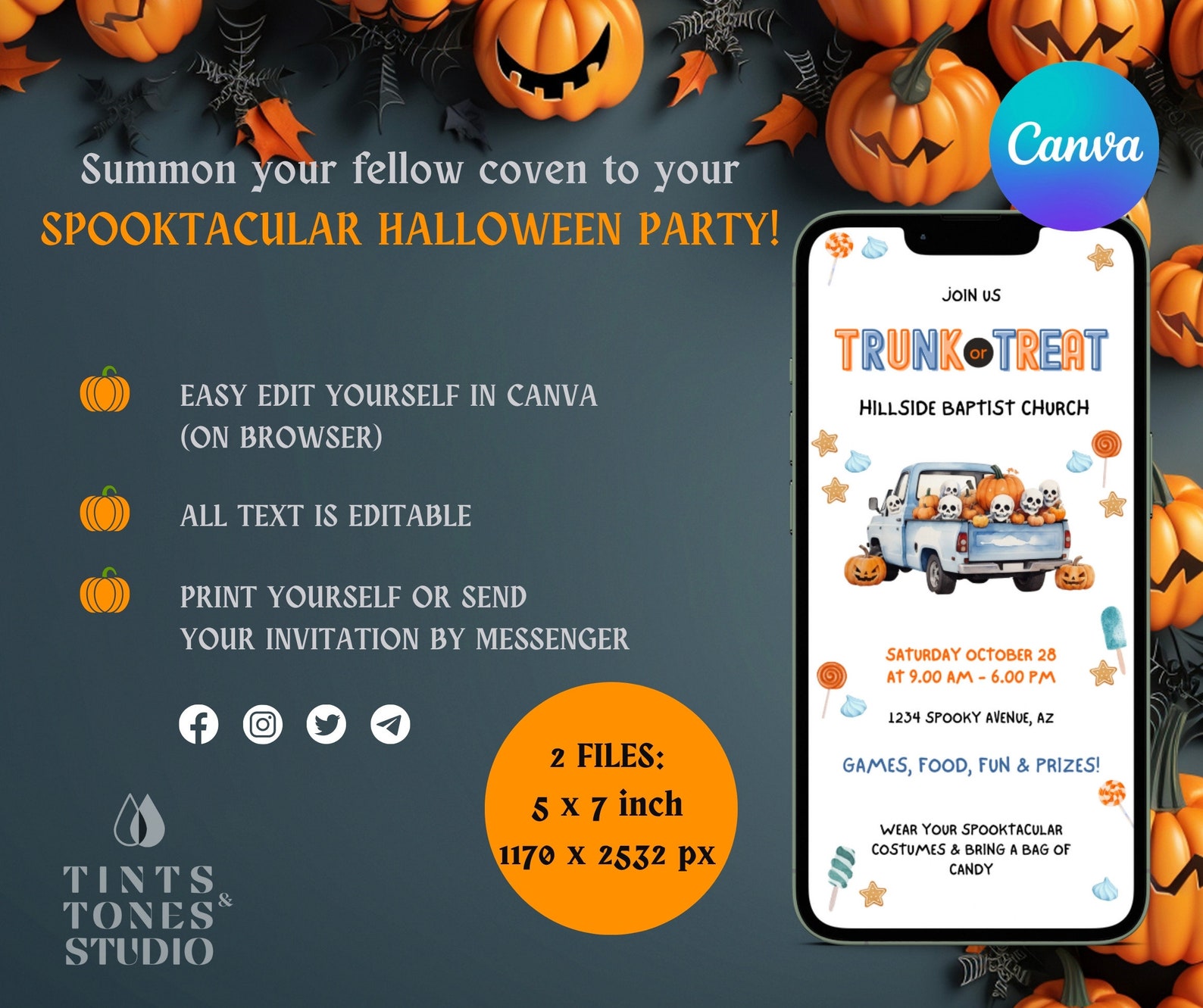 EDITABLE Trunk or Treat Invitation Halloween Party Trunk or Treat Flyer ...