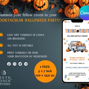 EDITABLE Trunk or Treat Invitation Halloween Party Trunk or Treat Flyer ...