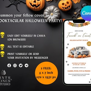 EDITABLE Trunk or Treat Invitation Halloween Party Trunk or Treat Flyer ...