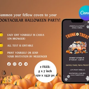 EDITABLE Trunk or Treat Invitation Halloween Party Trunk or Treat Flyer ...