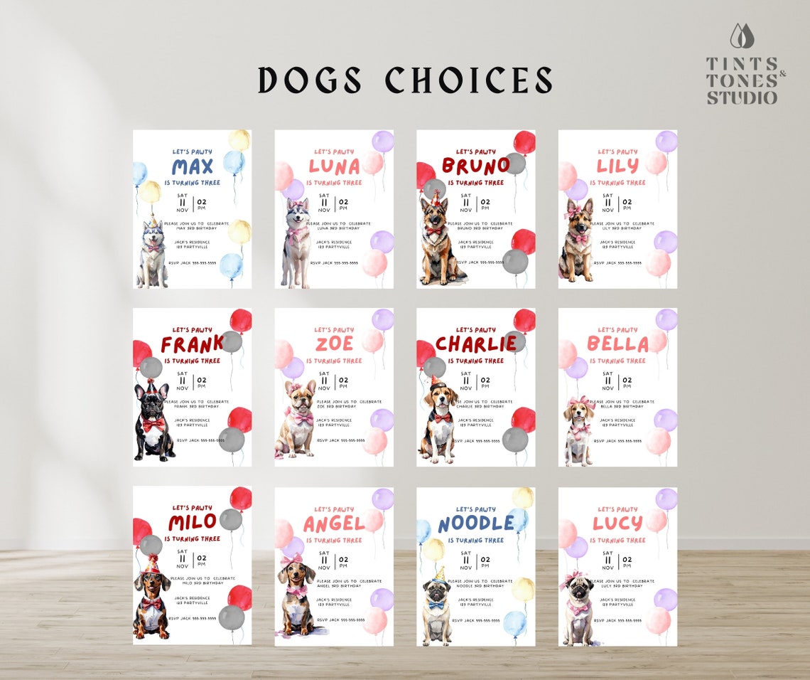 French Bulldog Puppy Birthday Invitation: Pink Watercolor (editable ...