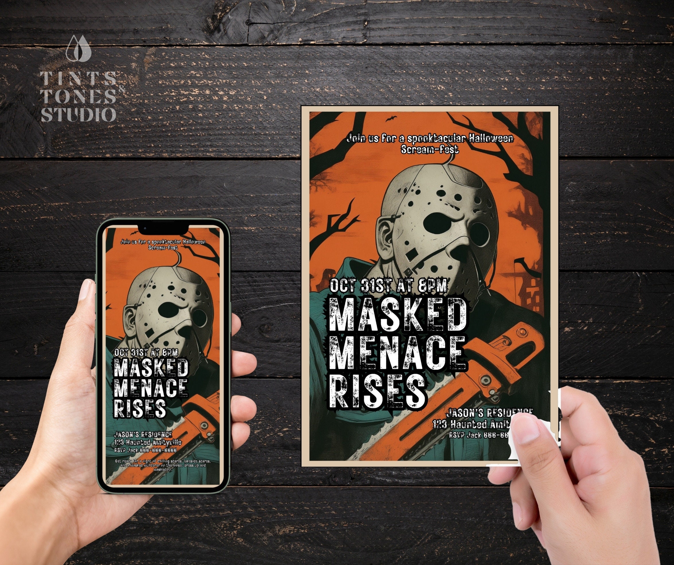 Template Editable Halloween Invitation Horror Printable Jason - Etsy