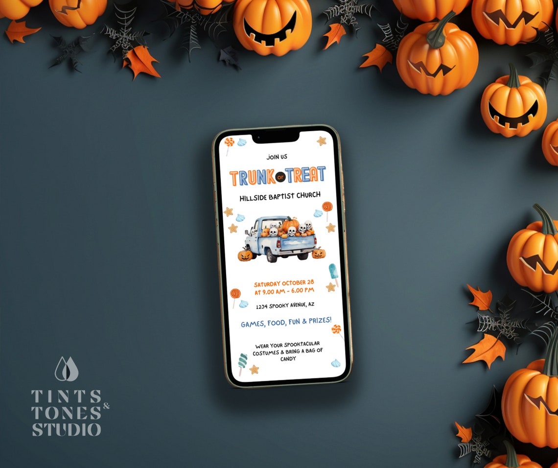 EDITABLE Trunk or Treat Invitation Halloween Party Trunk or Treat Flyer ...