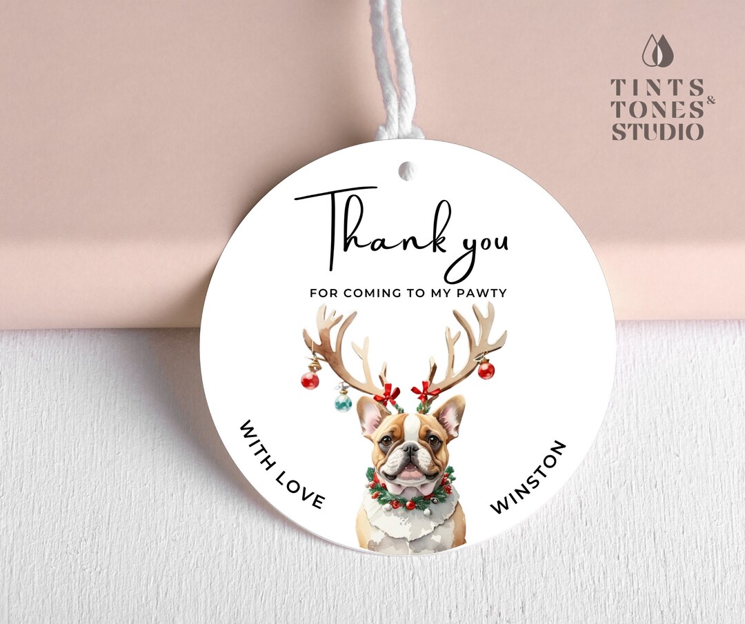 Editable Dog Birthday Party Gift Tag Holiday Label Christmas Present ...