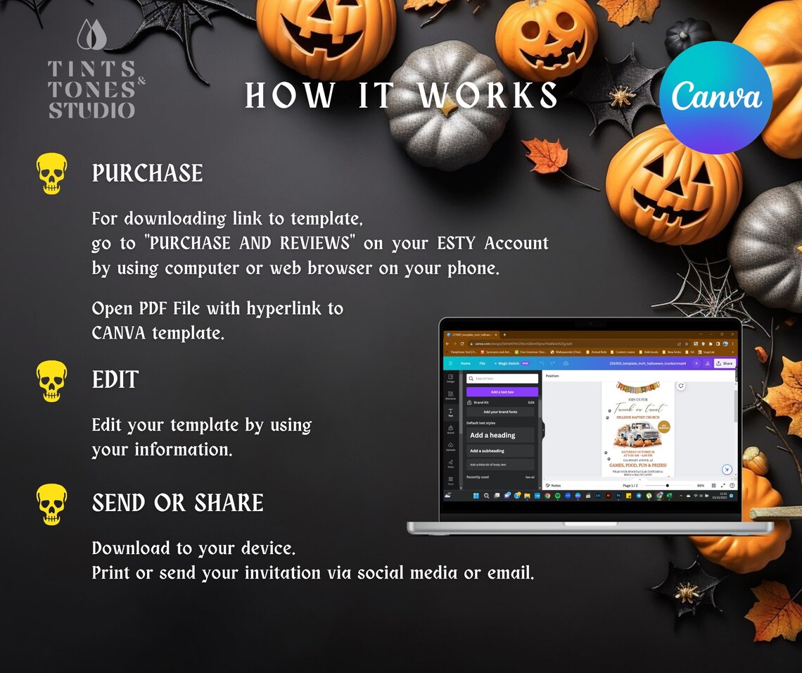 EDITABLE Trunk or Treat Invitation Halloween Party Trunk or Treat Flyer ...