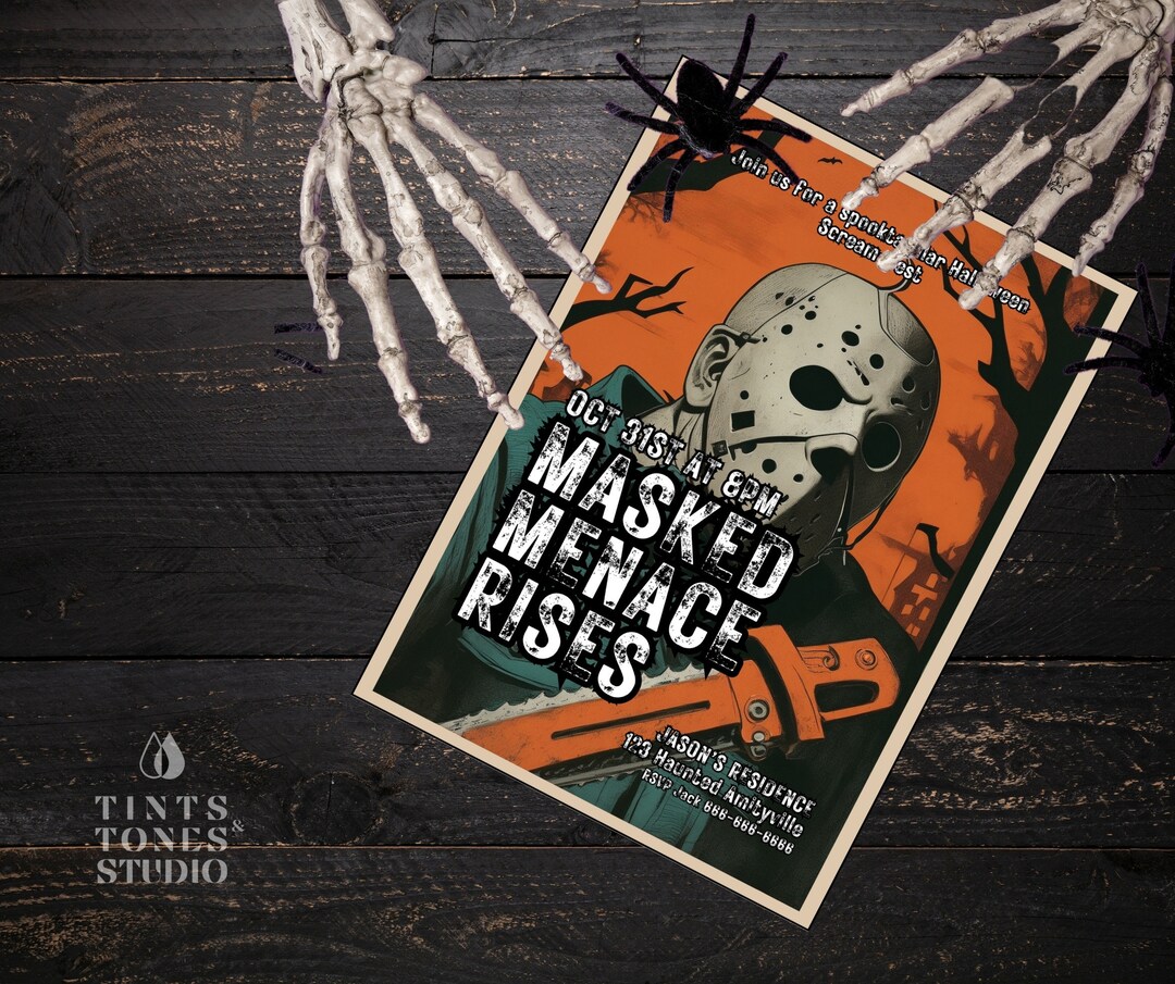 Template Editable Halloween Invitation Horror Printable Jason - Etsy