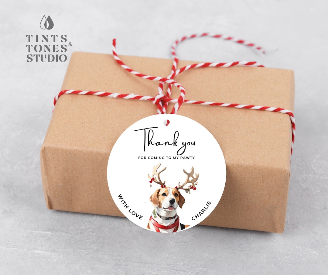 Editable Dog Birthday Party Gift Tag Holiday Label Christmas - Etsy