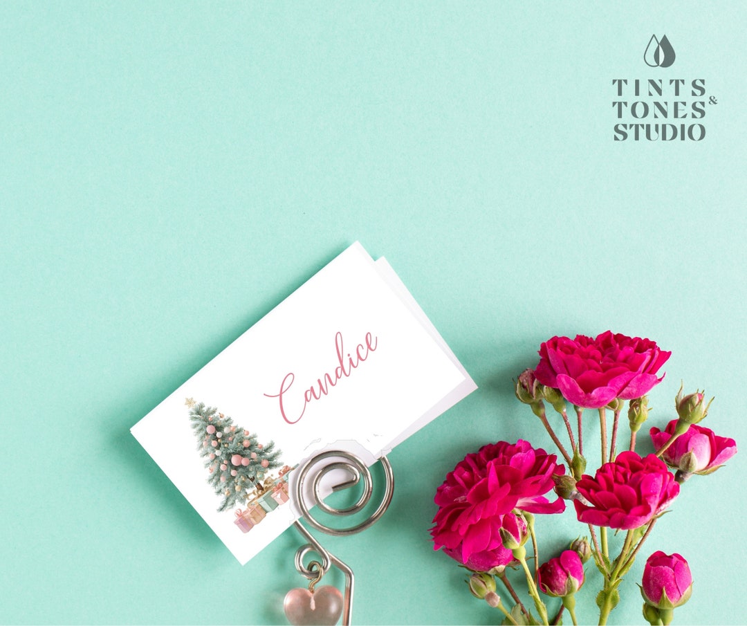 Name Card Template Pastel Christmas Dinner Party Place Card Template ...