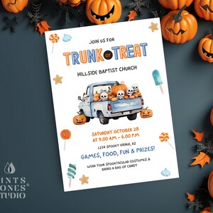 EDITABLE Trunk or Treat Invitation Halloween Party Trunk or Treat Flyer ...
