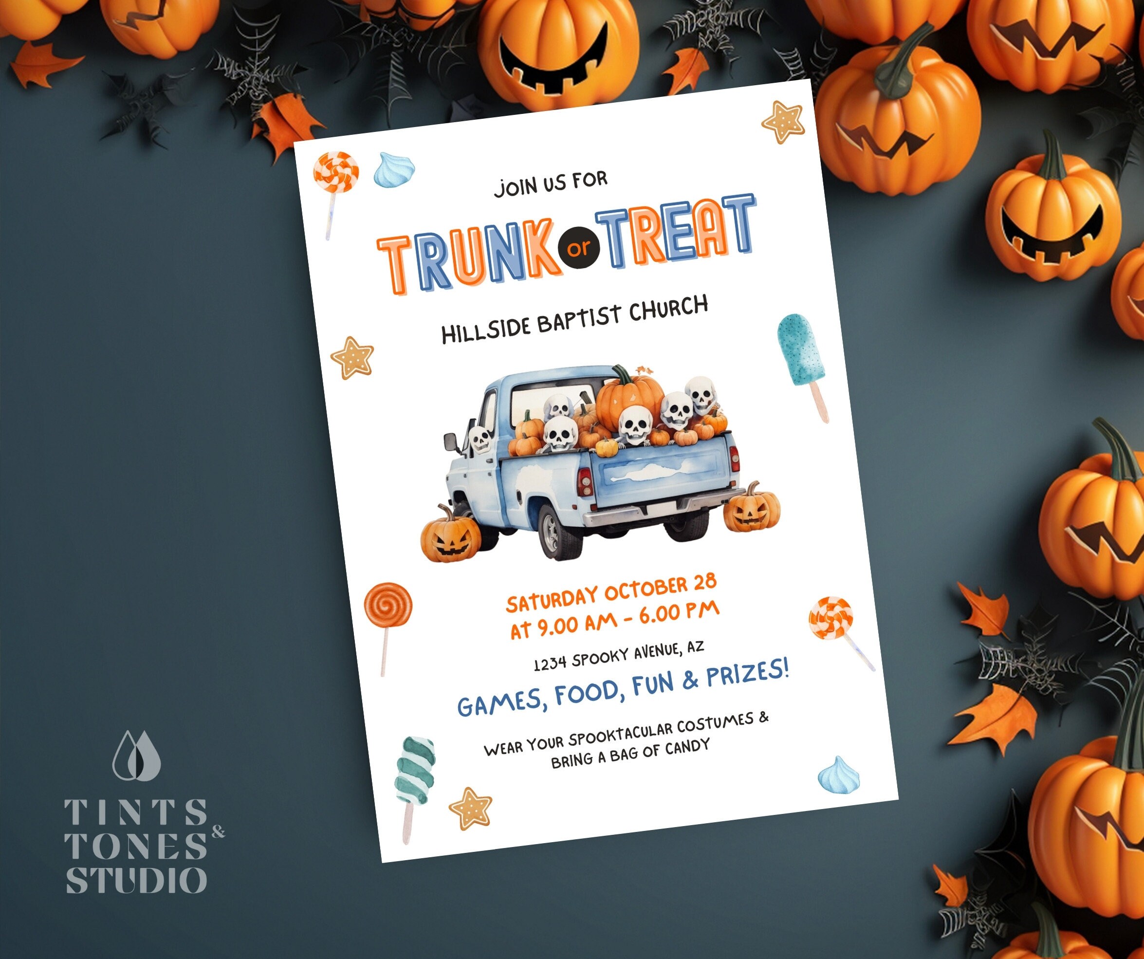 EDITABLE Trunk or Treat Invitation Halloween Party Trunk or Treat Flyer ...