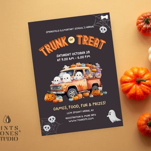 EDITABLE Trunk or Treat Invitation Halloween Party Trunk or Treat Flyer ...