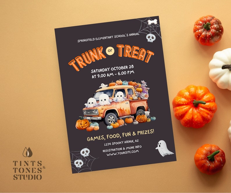 EDITABLE Trunk or Treat Invitation Halloween Party Trunk or Treat Flyer ...