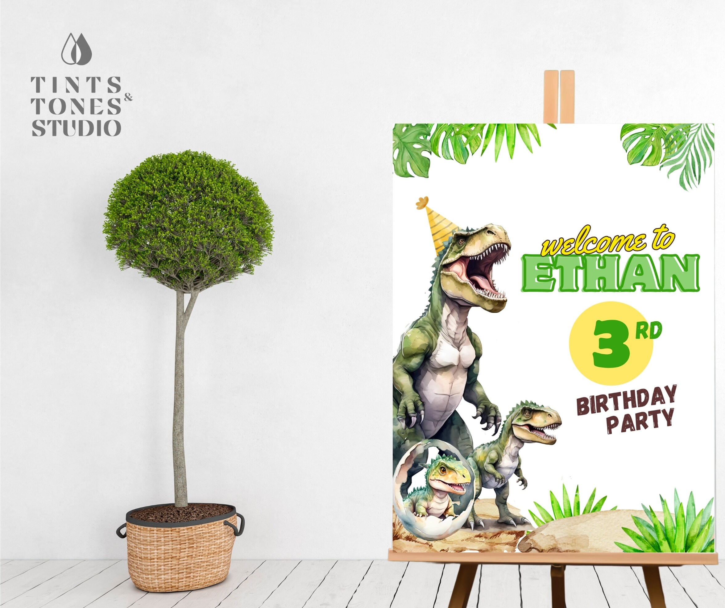 Dinosaur Birthday Decorations Welcome Board Sign Dinosaur Birthday ...