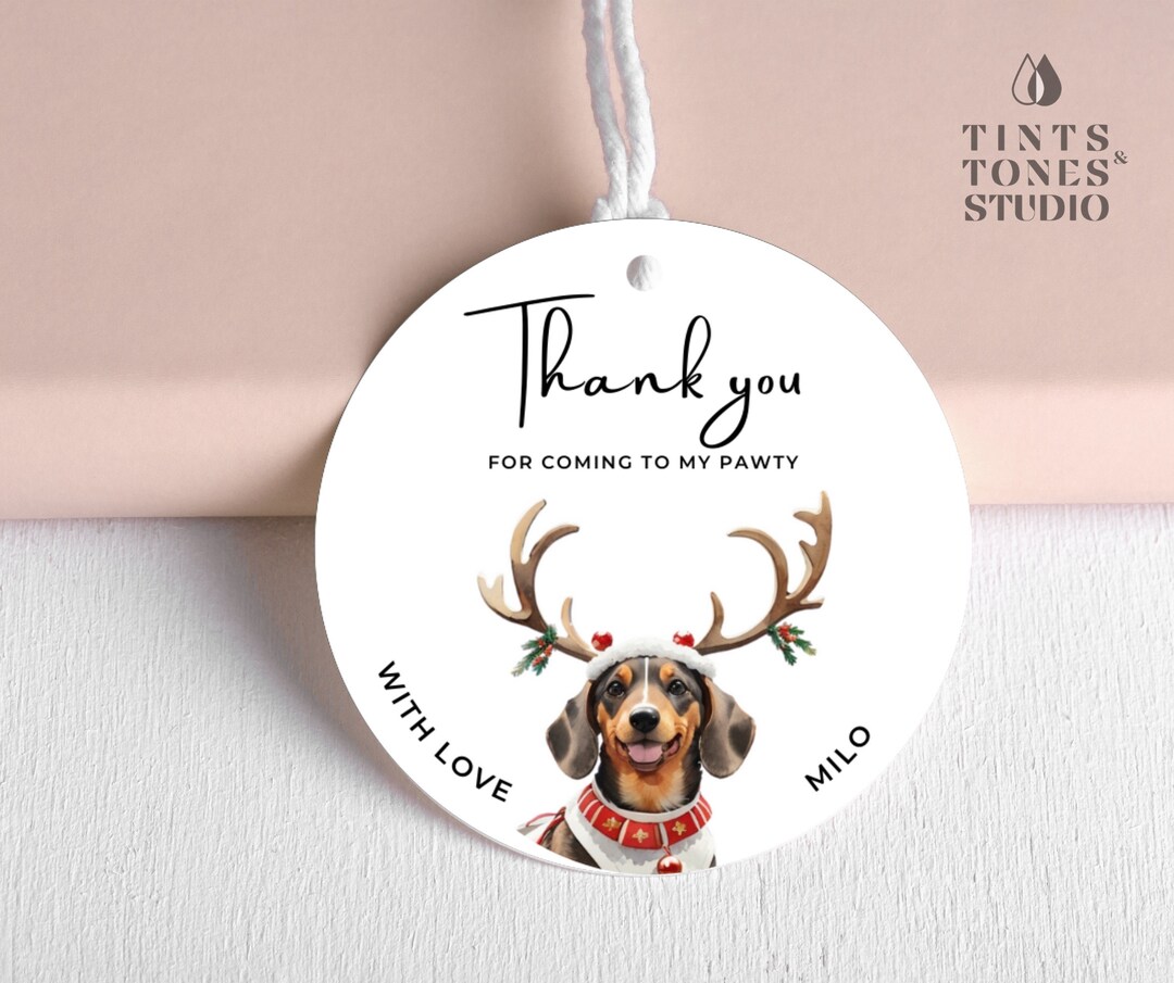 Editable Dog Birthday Party Gift Tag Holiday Label Christmas - Etsy