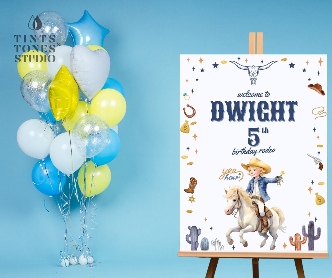 Cowboy Birthday Welcome Signs First Rodeo Birthday Country Western Wild ...