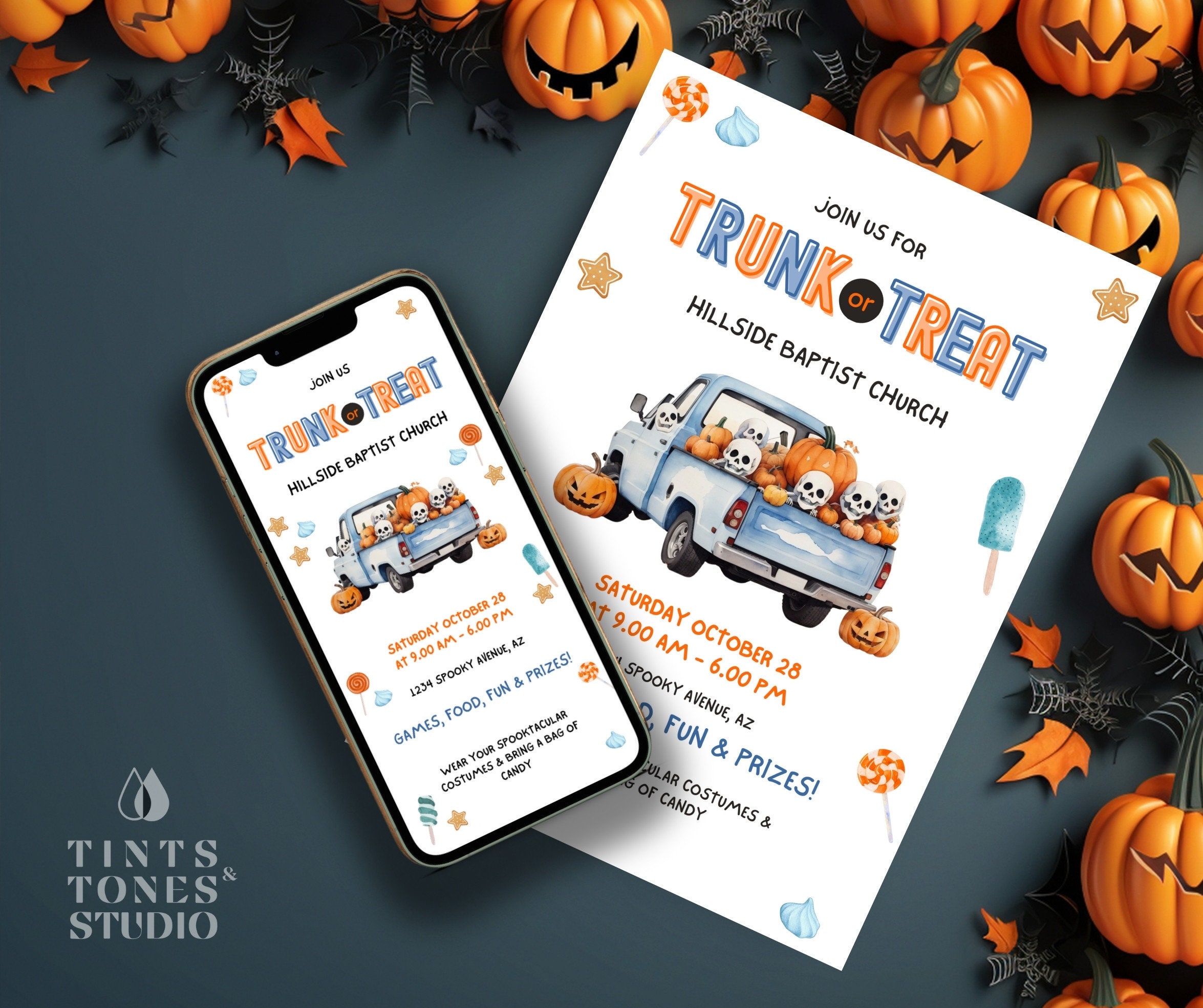 EDITABLE Trunk or Treat Invitation Halloween Party Trunk or Treat Flyer ...