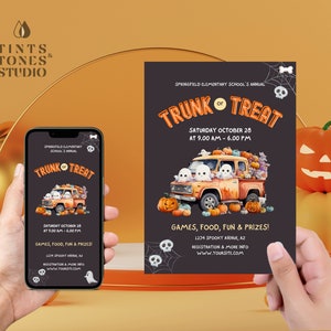 EDITABLE Trunk or Treat Invitation Halloween Party Trunk or Treat Flyer ...
