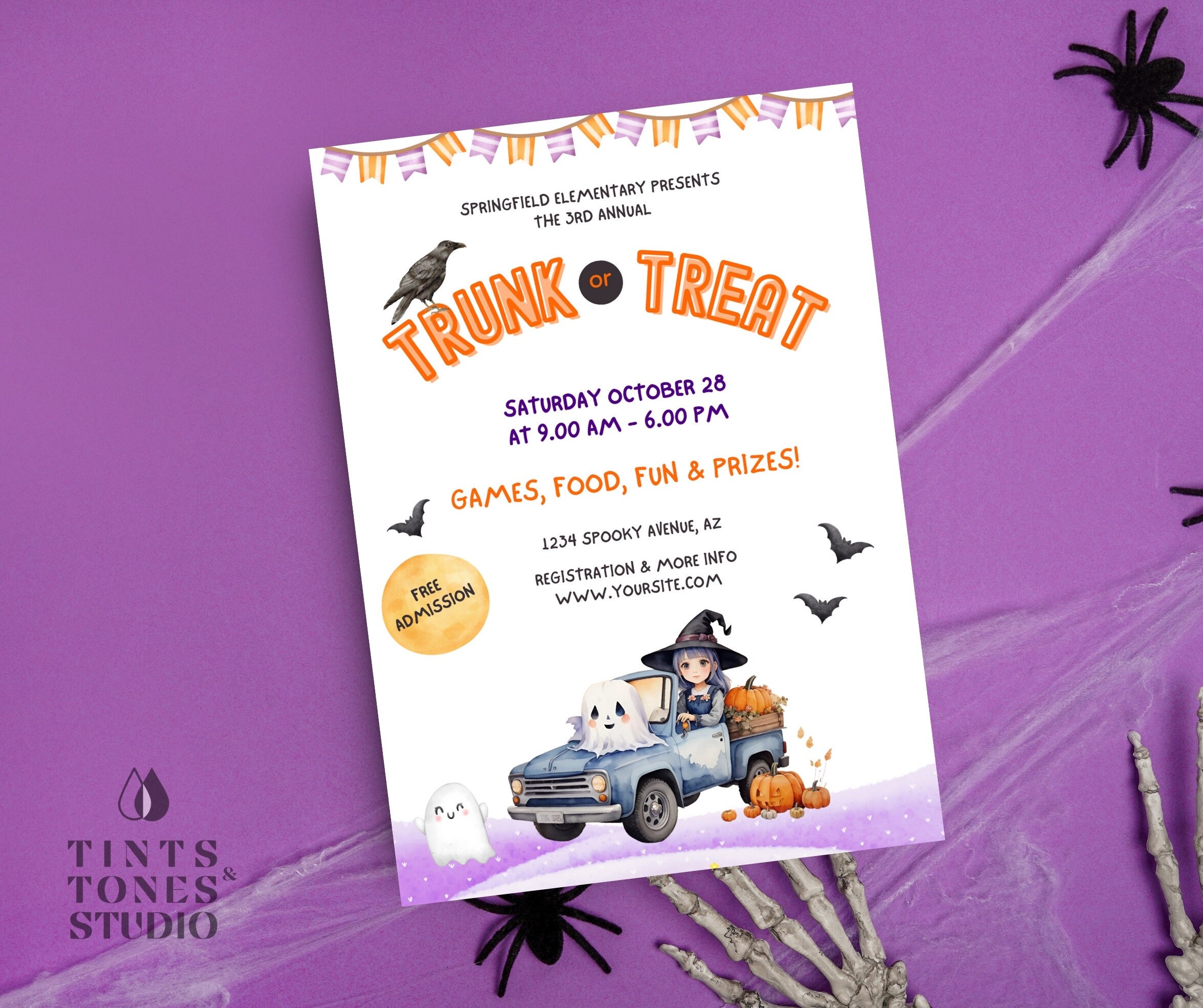 EDITABLE Trunk or Treat Invitation Halloween Party Trunk or - Etsy