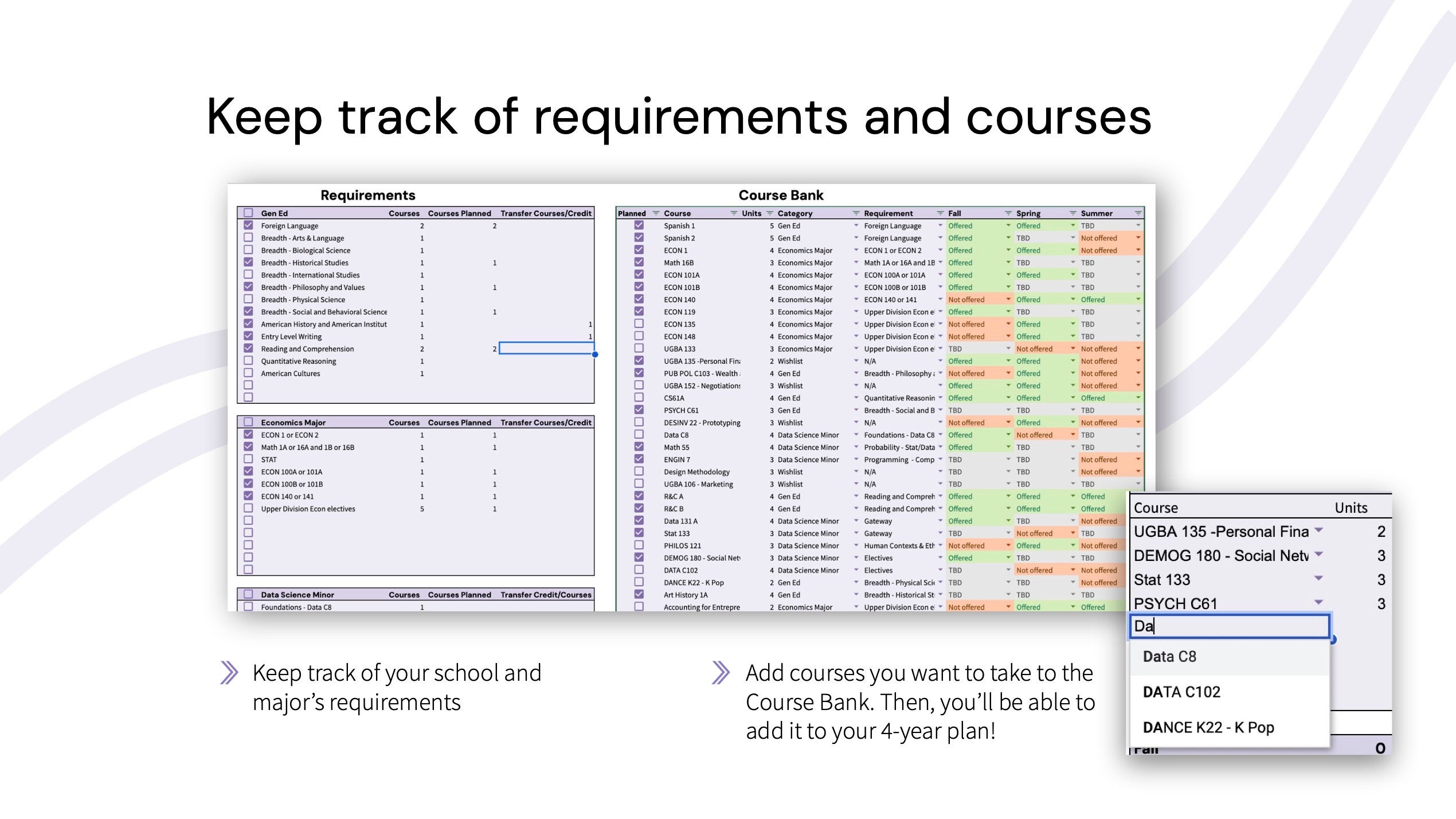 4-year Academic Planner | Quarter System | Google Sheets | College ...